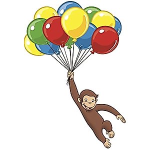 8 INCH Curious George Monkey Animal Removable Peel Self Stick Adhesive Vinyl Decorative Wall Decal Sticker Art Kids Room Home Decor Girl Boy Children Bedroom Nursery 5 x 8 inches Tall