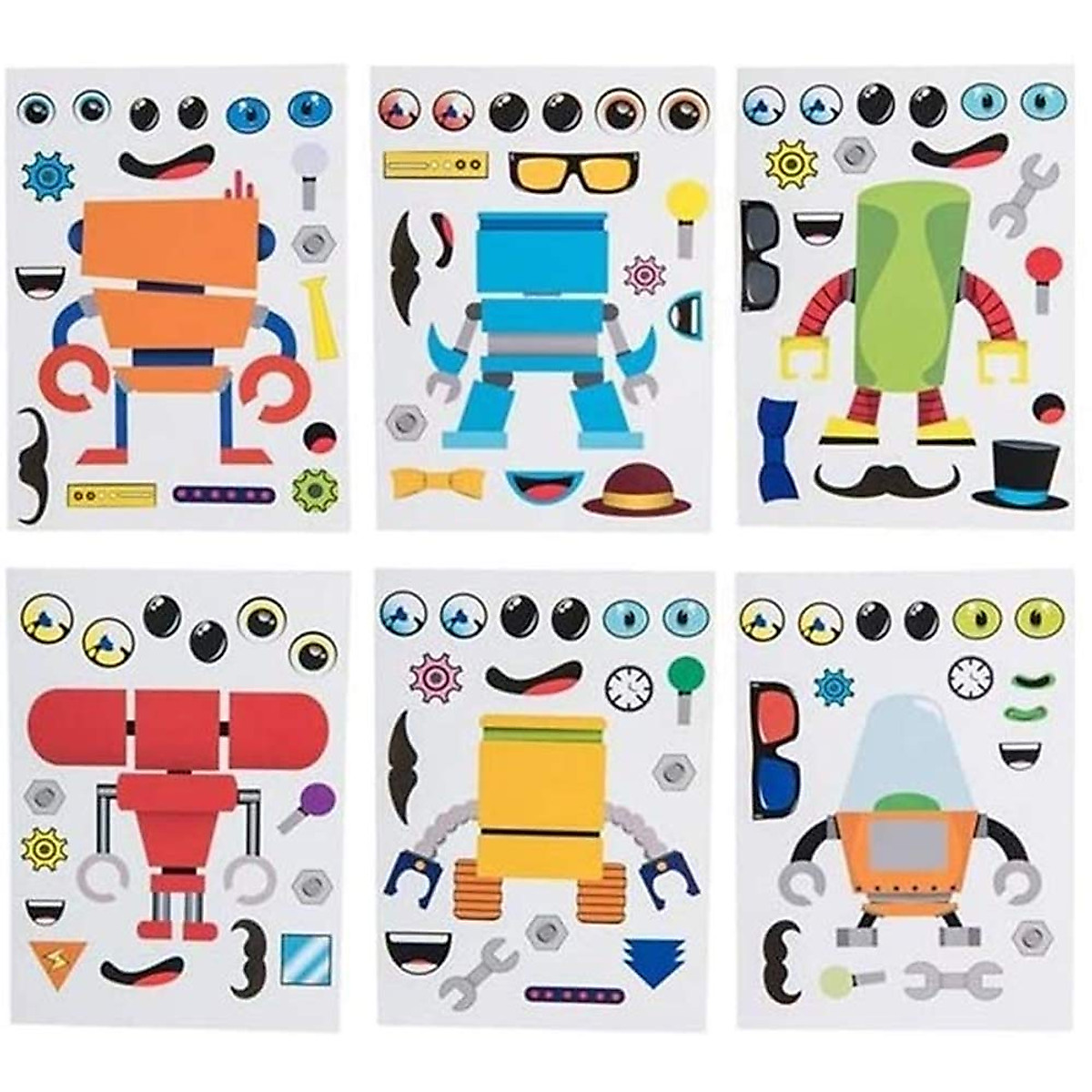 Make a Robot Sticker Sheets | Party Favors Set | 12 Pack