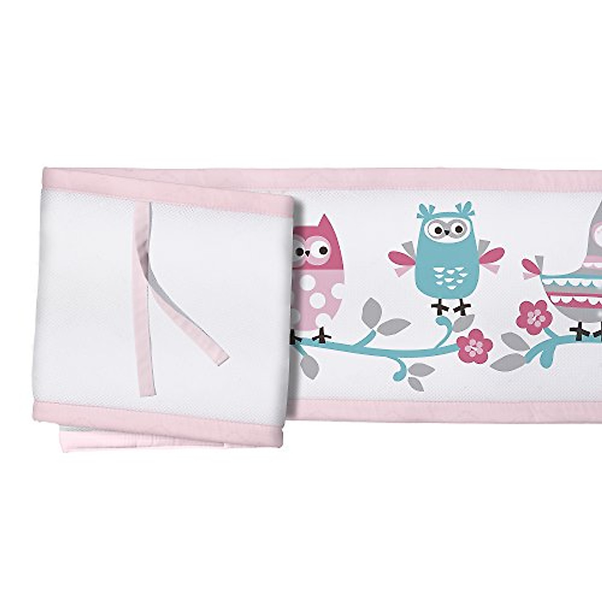 BreathableBaby 3pc Classic Crib Bedding Set– Owl Fun Pink