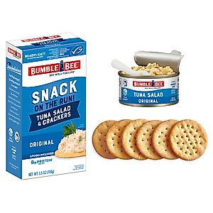 Bumble Bee Snack On The Run Tuna Salad with Crackers Kit - Ready to Eat, Spoon Included - Wild Caught Tuna - Shelf Stable & Convenient Protein Snack, 3.5 oz (Pack of 12)