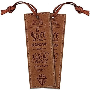 2 Pieces Christian Leather Bookmark Christian Faux Leather Bookmark Inspirational Bible Verse Quote Bookmark with Cord Tassel Religious Motivational Christian Bookmark for Women Men Church Supplies