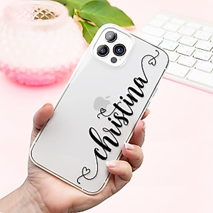 Case Charming Custom Case for iPhone 15 Pro Max 14 Plus 13 mini 12 11 Xs Xr X 10s 10r 10 8 7 Se Personalize Handwriting Name Monogram Clear Phone Cover Slim Soft