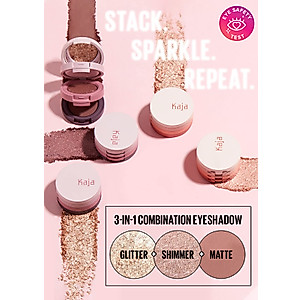 Kaja Beauty Bento Collection - Bouncy Eyeshadow Trio | 16 Peach Madeline | Nude Peach Tone | Vegan, Cruelty free