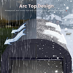 KING BIRD 12' x 20' Oval Pipe Heavy Duty Carport with Roll-up Ventilated Windows for SUV, Full-Size Truck and Boat, Round Style Anti-Snow Car Canopy Outdoor Boat Shelter with Reinforced Ground Bars