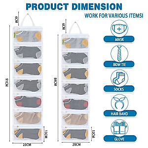 GOCOHHI 4 Pcs Sock Laundry Bag, Socks Organizer Mesh Bags for Washing Machine, Large Wash Bag Hanging for Stocking Underwear Bra Lingerie, Travel Organizer for Adults & Children, 28 Pockets