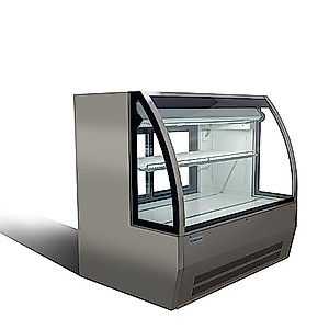 EMKK 18 Cu.Ft. 47.2''L Commercial Countertop Refrigerator, Display Refrigerator Pastry Display Case w/LED Lighting Automatic Defrosting Air-cooling Rear Sliding Door for Cafe Restaurant, ETL Certified