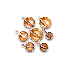 MASUM Tibetan Singing Bowl Set of 7, Authentic 7 metals for Yoga, Chakra healing, Deep Relaxation, Stress Relief and Mindfulness, Handmade in Nepal, comes w/ silk cushions an sticks MA-04