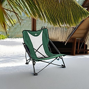 Cascade Mountain Tech Camping Chair - Low Profile Folding Chair for Camping, Beach, Picnic, Barbeques, Sporting Event with Carry Bag, Polyester, Green