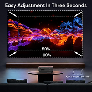 Projector with WiFi, 2023 Upgrade 8500L [100" Projector Screen Included] Projector for Outdoor Movies, Supports 1080P Synchronize Smartphone Screen by WiFi/USB Cable for Home Entertainment