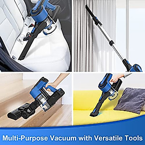 POWEART Cordless Vacuum Cleaner, 26Kpa Powerful Cordless Stick Vacuum with 350W Motor, 6-in-1 Lightweight Battery Vacuum Up to 45mins Runtime, Self-Standing Vacuum for Pet Hair Hardfloor Carpet Home