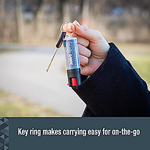 SABRE Defense Spray With Key Ring, 25 Bursts, 10-Foot (3-Meters) Range, 3-in-1 Formula Contains Pepper Spray, CS Military Tear Gas And UV Marking Dye, Twist Lock Safety, Black