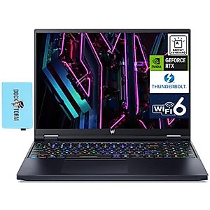 acer Predator Helios Gaming Laptop 16.0" 165Hz 2560x1600 G-SYNC Display (Intel i7-13700HX, 16GB DDR5, 4TB SSD, GeForce RTX 4060, RGB KYB, Thunderbolt 4, WiFi 6E, Win 11 Pro) w/Dockztorm Hub