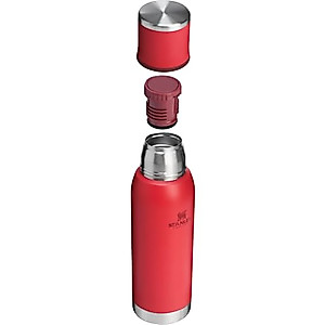 Stanley Adventure-To-Go Vacuum Bottle 25 oz | Wide Mouth with Leakproof Cup Lid | Keep Drinks Hot or Cold | Packable for Travel | Insulated Stainless Steel Thermos | BPA-Free | Chili Red