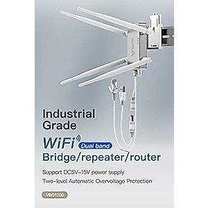VONETS VBG1200 Industrial Mini Dual Band 2.4GHz/5GHz WiFi Bridge/Router/WiFi to Ethernet Adapter/AC1200 WiFi Signal Range Extender 1 RJ45 Male (10/100Mbps) USB/DC Powered for DVR IP Camera AGV