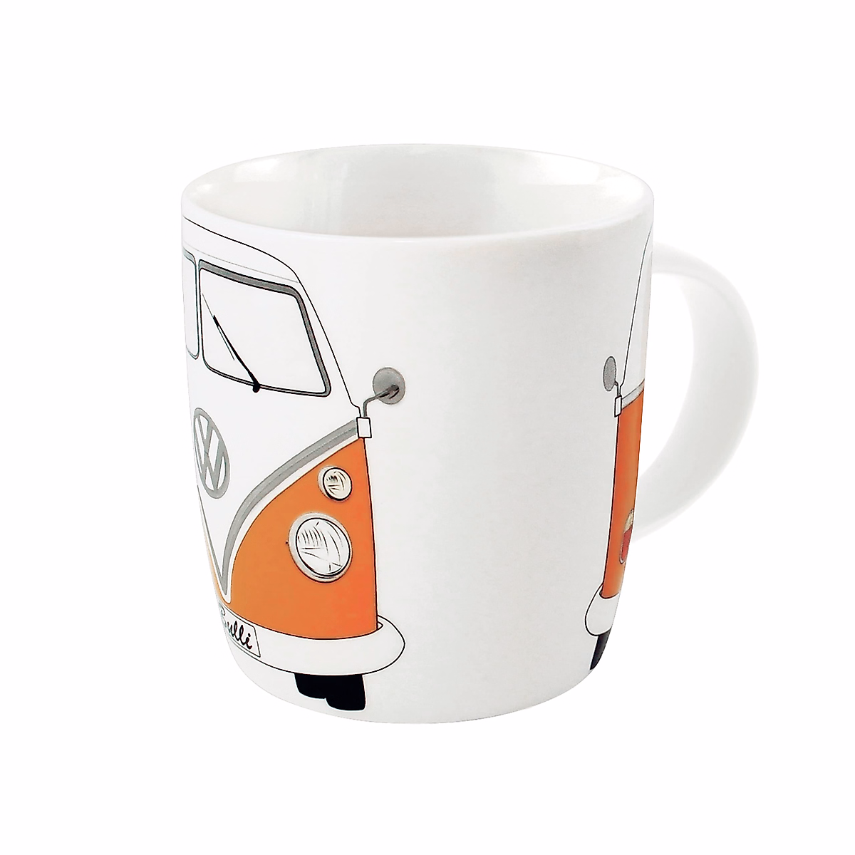 BRISA VW Collection - Volkswagen Large Ceramic Coffee-Tea-Cappuccino Mug Cup in T1 Bus Design (370 ml/12.5 fl oz/Bus Front) (Orange)