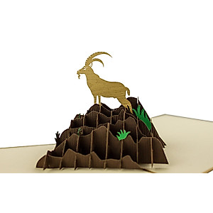 Birthday Card Hiking, pop up Card Mountains and Goat, Birthday Greetings for him for her, Happy Birthday Gift, Surprise Holiday Card, Holiday Invite, Hiking Mountaineering Invitation, H09