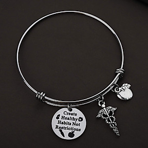 TGBJE Nutritionist Bracelet - Stainless Steel Strand with Healthy Charm - Dietitian Gift for Graduation or Just Because