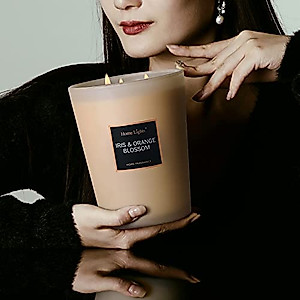 HomeLights Scented Candles | Large Jar Candle-33.3 Oz. Natural Soy Aromatherapy Candles | Up to 130 Hours Burn Time with 3 Cotton Wicks, Home Decorative Fragrance Candle Gift - Iris & Orange Blossom