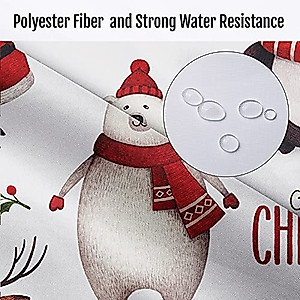 Britimes 4 Piece Shower Curtain Sets with 12 Hooks, Christmas Santa Claus Penguin with Non-Slip Rugs, Toilet Lid Cover and Bath Mat, Durable and Waterproof, for Bathroom Decor Set, 72" x 72"