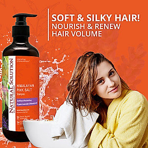 WBM Natural Solution Shampoo, Organic Lavender & Marula Oil with Himalayan Pink Salt, Soothing & Moisturizing, Daily Care for All Hair Types, 17 fl oz/Each (4 Count)