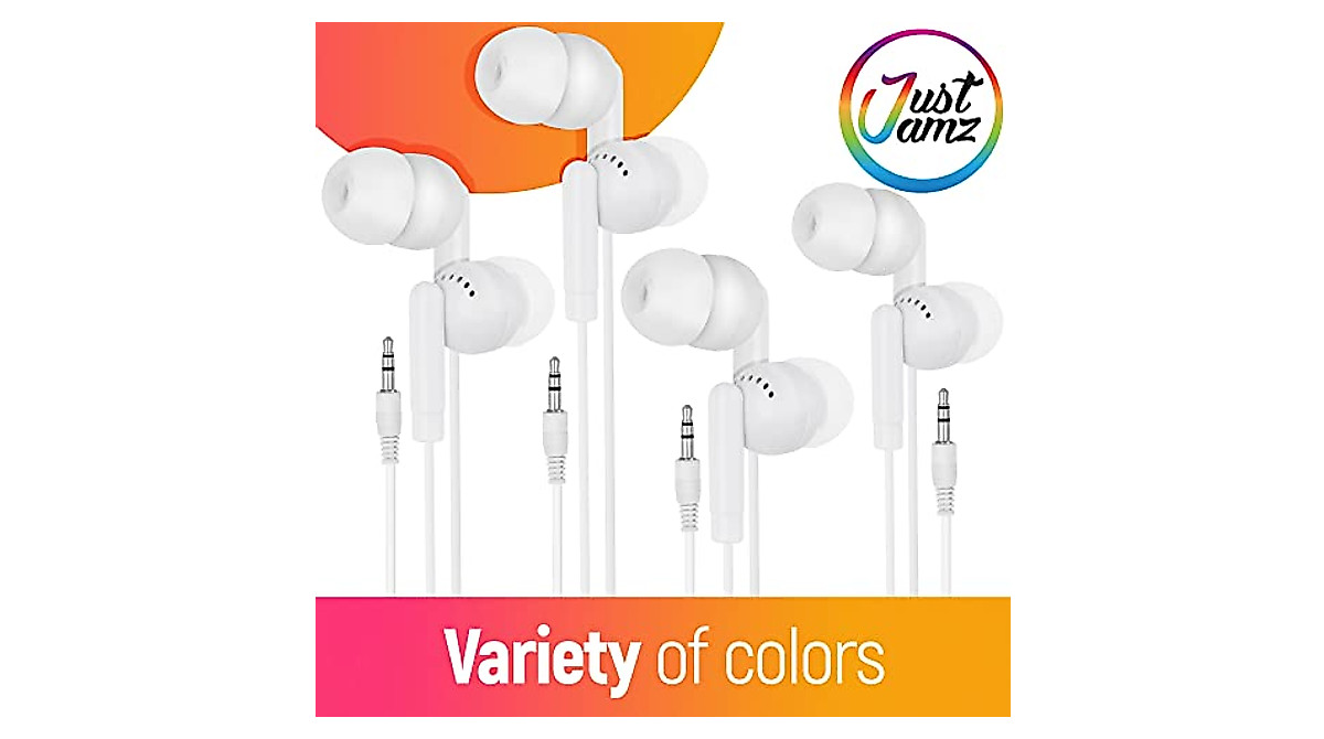 Bulk 30 Pack Earbuds - Pearl White In-Ear Headphones for Schools & More