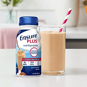 Ensure Plus Butter Pecan Nutrition Shake, Meal Replacement Shake, 24 Pack