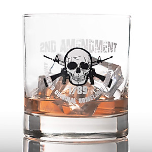 Lucky Shot 2ND Americas Original Homeland Security | Borosilicate Rock Glass | Thick Bottom Old Fashioned Whiskey Glasses for Men | 11 oz Scotch Glasses Premium Whiskey Gifts (Color)