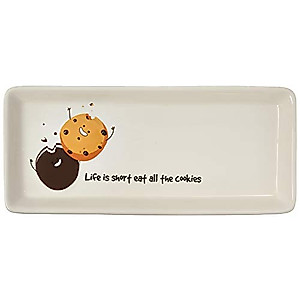 Pavilion Gift Company Pavilion-Life Is Short Eat 12.25 Inch Ceramic Cookie Serving Tray , White