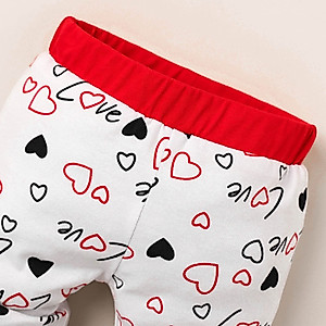 My 1st Valentine Outfits Infant Baby Girl Clothes Newborn Outfits Ruffler Floral Pants Bow Headband Hat 4pcs 3-6 Months Red