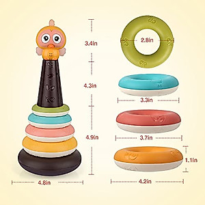 Vanmor 6 Pcs Stacking Nesting Baby Toys, Stacking Toys for Babies 6-12 Months, Teething Toy Building Circle Bird Decor, Montessori Early Educational Learning Toys for Toddler Boys Girls Gift