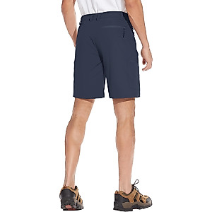 TACVASEN Mens Hiking Cargo Shorts Quick Dry Stretch Golf Shorts 10 Inch Inseam with Zipper Pockets for Outdoor Fishing Navy