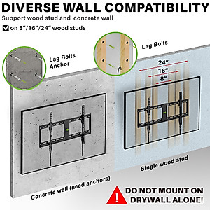 USX MOUNT TV Wall Mount Tilting Brackets for Most 37"-90" Flat Curved Screen TVs, Wall Mount TV Bracket with Max VESA 600x400mm, Weight Capacity 132lbs, Low Profile Space Saving for 16", 24" Stud