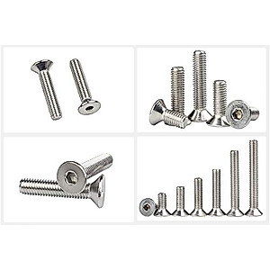Guard4U 300Pcs Metric M2 304 Stainless Steel Flat/Countersunk Head Hex Socket Cap Bolts Screws Nuts Assortment Kit- M2x 4mm/ 6mm/ 8mm/ 10mm/ 12mm/ 14mm/ 16mm/ 18mm/ 20mm