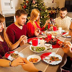 Yungyan 100 Pcs Christmas Disposable Plates Santa Paper Plates for Christmas Wedding Birthday Family Party Tableware Supplies Serve 100 Guests, 8.3 x 7.7 Inch, Red and White