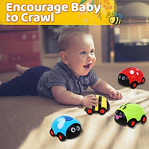 4 Pack Animals Pull Back Cars Toys Set for Kids, Insect Shape Friction Powered Push and Go Back and Forth Vehicle, Bulk Toys Party Favors, Goodie Bag Stuffers, Pinata Fillers for Boys Girls Toddlers