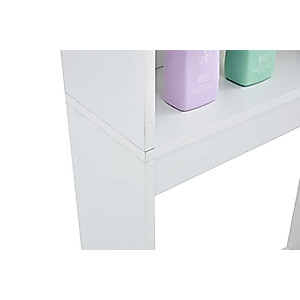 Fulocseny Over The Toilet Storage Cabinet,Over Toilet Bathroom Organizer with Sliding Door,Double Door Bathroom Organizer Toilet Cabinet,Freestanding Above Toilet Rack with Open Shelves (White)