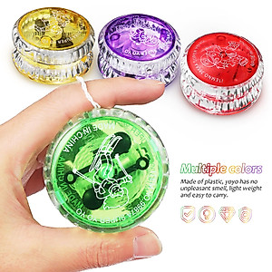 Toyvian Glow in the Dark Light Up Yo-Yo Set for Kids - 6 Pcs LED Light Up Yo Yo Ball Bulk, Flashing Plastic Entertaining Responsive Ball for Beginner Kids Birthday Party Goodie Bag Fillers