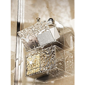 Remtavena Makeup Cotton Storage Box, No-Drill Wall-Mounted Shelf for Bathroom, Cotton Swab and Lipstick Holder, Light Luxury, High Aesthetics (White 2pcs)