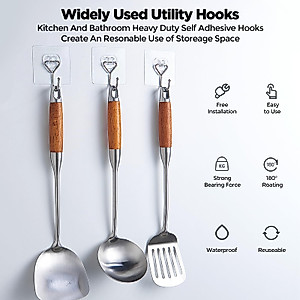 Meknow Large Adhesive Hooks Utility Hooks 12 Pack Waterproof and Rustproof Wall Hooks for Hanging Heavy Duty, Stainless Steel Robe & Towel Hanger 22Ib(Max) for Kitchen, Bathroom, Home and Office