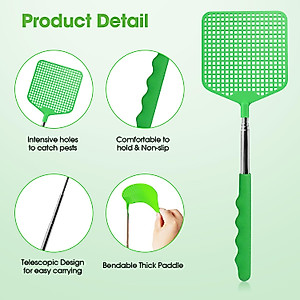 Fly Swatters with Stainless Steel Handle,Telescopic Flyswatter,Extends up to 25 inches, Durable Large Bug Swatter for Indoor/Outdoor/Classroom - 3Pack (Black Green Red)