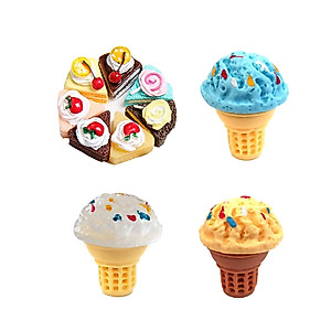 27Pcs Dollhouse Kitchen Decoration Set, 1:12 Miniature Ice Cream Candy Dessert Food Drink Craft Sets DIY Micro Landscape Accessories for Kids Gift