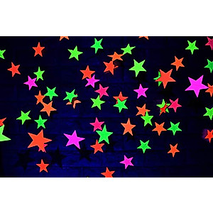 Midnight Glo Black Light Party Supply 78ft Neon Star Garland Hanging Decorations for Birthday Party Wedding Decorations Black Light Reactive UV Glow Party (6 Pack)