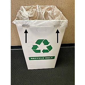 *New* One Earth ''Recycle ONLY'' Printed Cardboard Box Set: Box + Lid + Trash Bag Set (Recycle Only Print), Quantity = 10 Sets,Green
