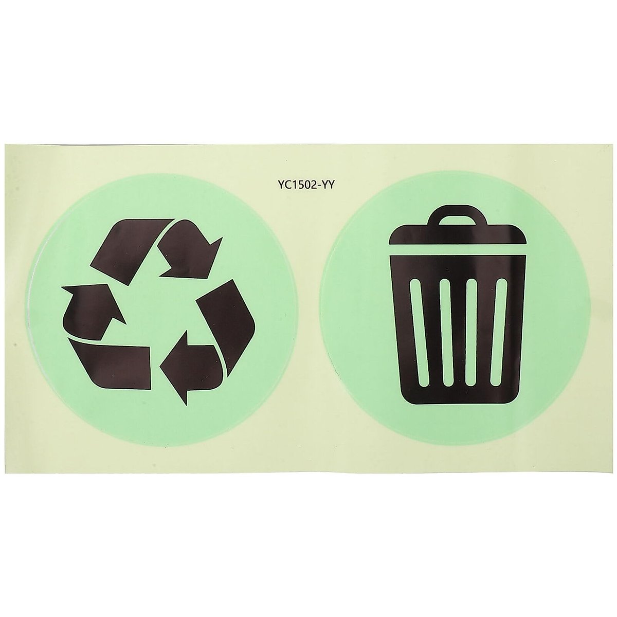 HOODANCOS Luminous Recycle Trash Can Sticker, 1 Sheet Glow in The Dark Recycle Trash Symbols Sticker Recycle Decals Garbage Sorting Trash Bin Stickers for Trash Can Recycle Bin