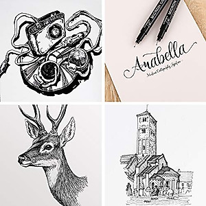 Guangna Black Micro-Pen Fineliner Ink Pens,Waterproof Archival Ink Fine Point Micro Drawing Pens for Art Watercolor, Sketching, Multiliner, Anime(Set of 12)