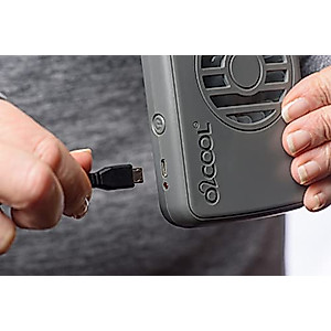 O2COOL Rechargeable Necklace Fan - Portable Hanging Neck Fan with Adjustable Lanyard - 3 Speed Vertical Air Flow – Micro USB Charging Cable Included (Black)