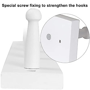 Dseap Long Wall Coat Rack with 8 Peg Hooks - 16-Inch Hole to Hole, Shaker-Style Wooden Wall Mounted Coat Hook Hanger for Coats Hats Towels Clothes, White