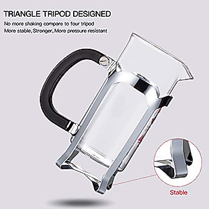 EAXCK 12oz French Press Coffee Maker, 304 Stainless Steel Coffee Press 4 Level Filtration System, Heat Resistant Thickened Borosilicate Glass, Easy Clean,100% BPA Free, Suitable for Single Person Use