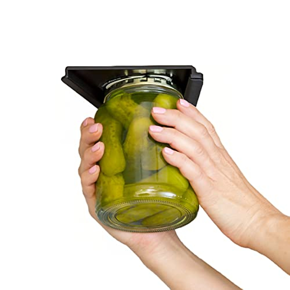 Jar Opener - Effortless Opener for Any Size Bottle or Jar –Mounts Under Cabinet with Industrial Adhesive - Zero Slip Blade Protector - Must Have for Seniors & Arthritis – Made In USA