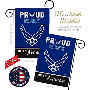 Proud Family Airman Garden Flag - Armed Forces Air Force USAF United State American Military Veteran Retire Official - House Decoration Banner Small Yard Gift Double-Sided Made In USA 13 X 18.5